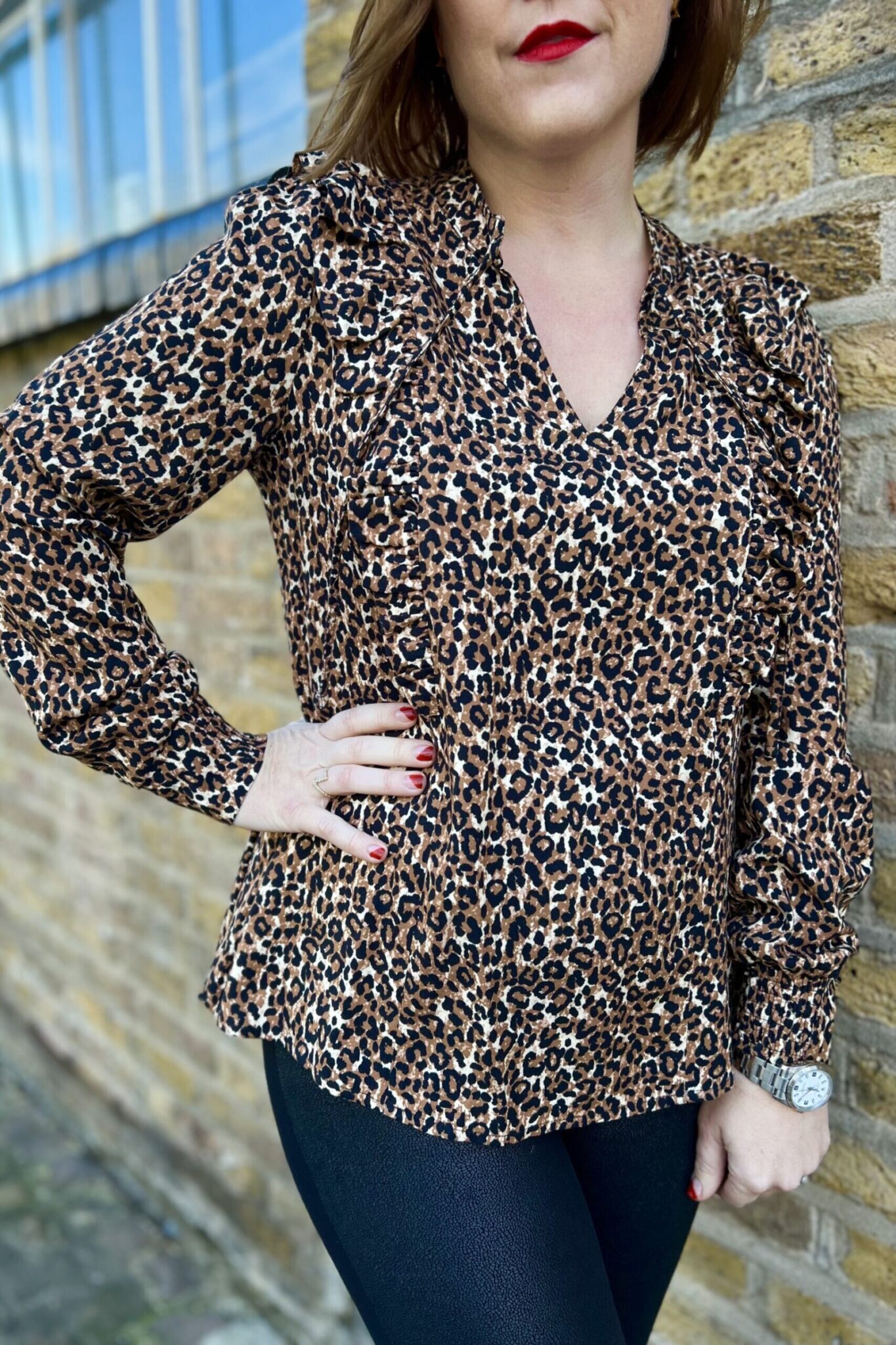 Frill leopard Print Nursing Top | Leopard Print Nursing Shirt | Tilbea